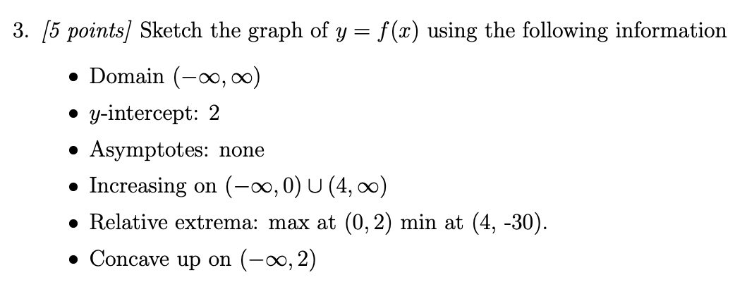 Solved 3. [5 points] Sketch the graph of y = f(x) using the | Chegg.com
