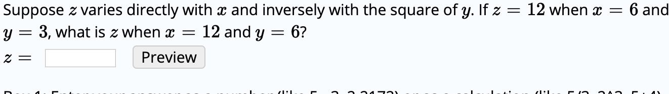 Solved Suppose z varies directly with x and inversely with | Chegg.com