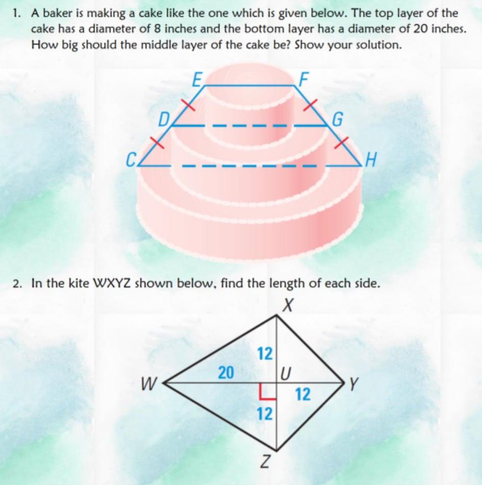 Solved 1. A baker is making a cake like the one which is | Chegg.com