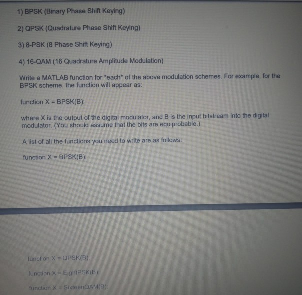 Solved 1) BPSK (Binary Phase Shift Keying) 2) QPSK | Chegg.com