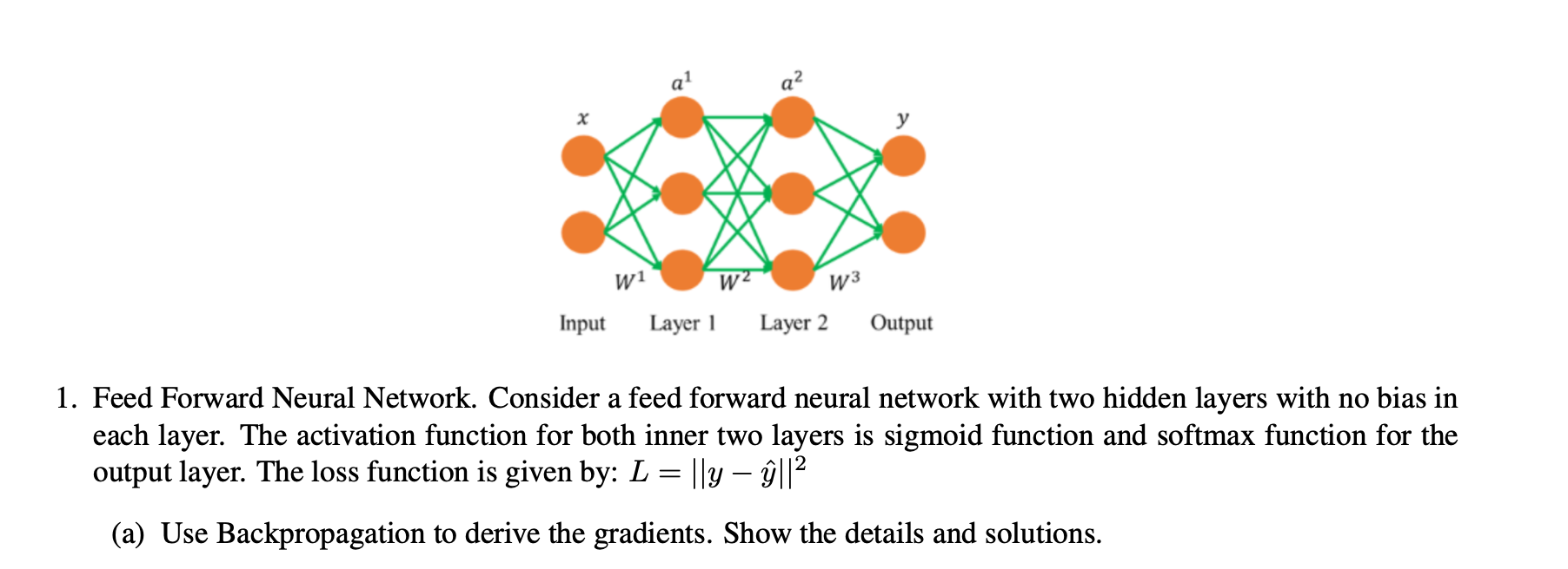 Solved Feed Forward Neural Network. Consider a feed forward | Chegg.com