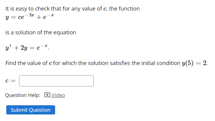 Solved It is easy to check that for any value of c, the | Chegg.com