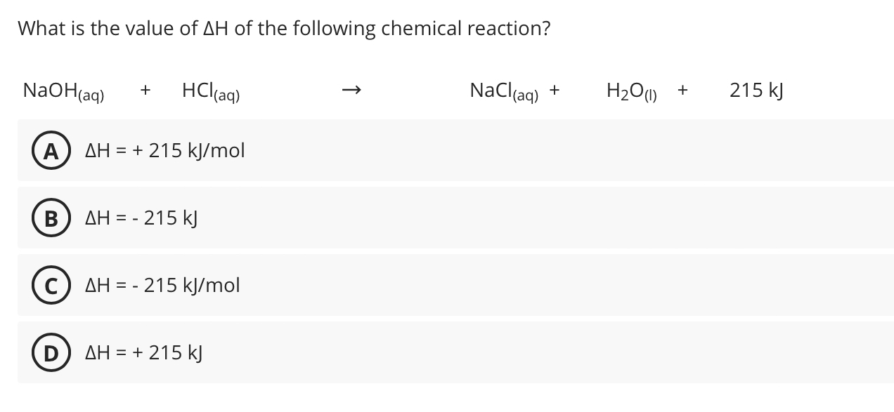Solved What is ﻿the value of ΔH of ﻿the following chemical | Chegg.com