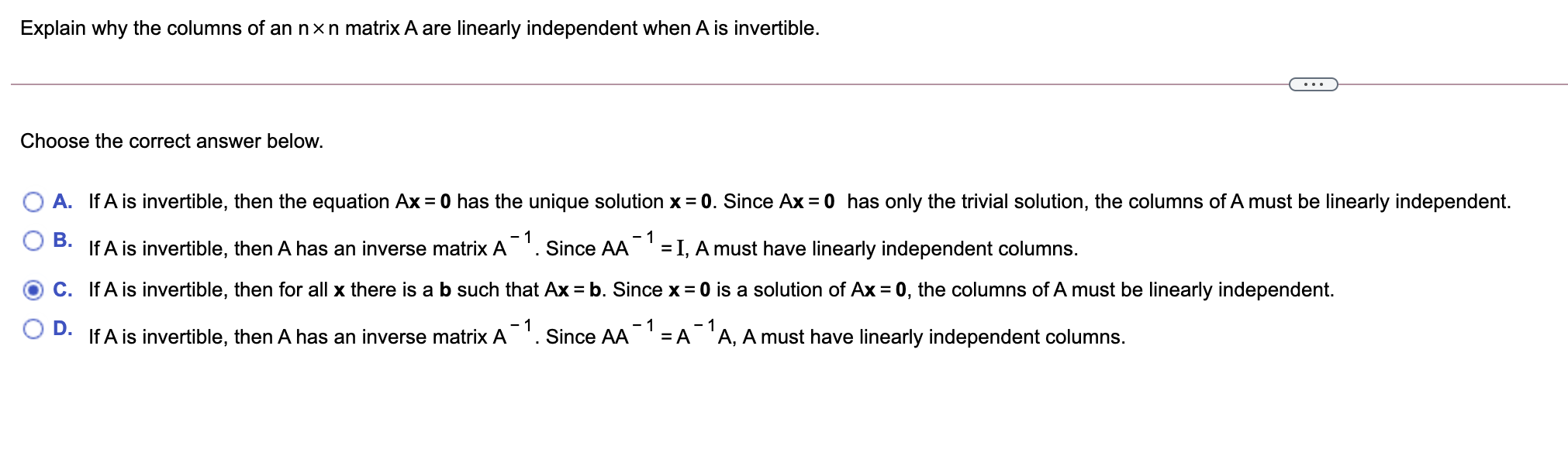 Solved Explain why the columns of an n×n matrix A are | Chegg.com