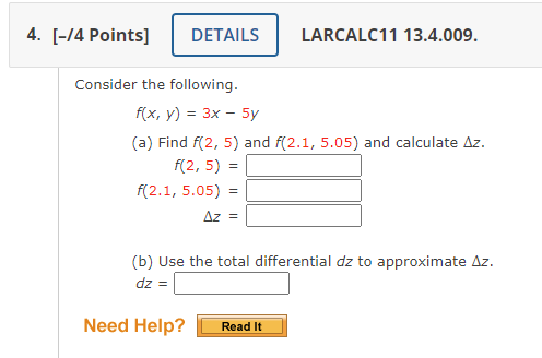Solved Consider the following. f(x,y)=3x−5y (a) Find f(2,5) | Chegg.com