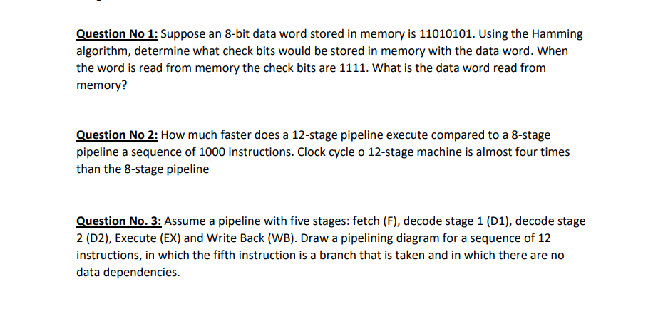 Question No 1: Suppose an 8-bit data word stored in | Chegg.com