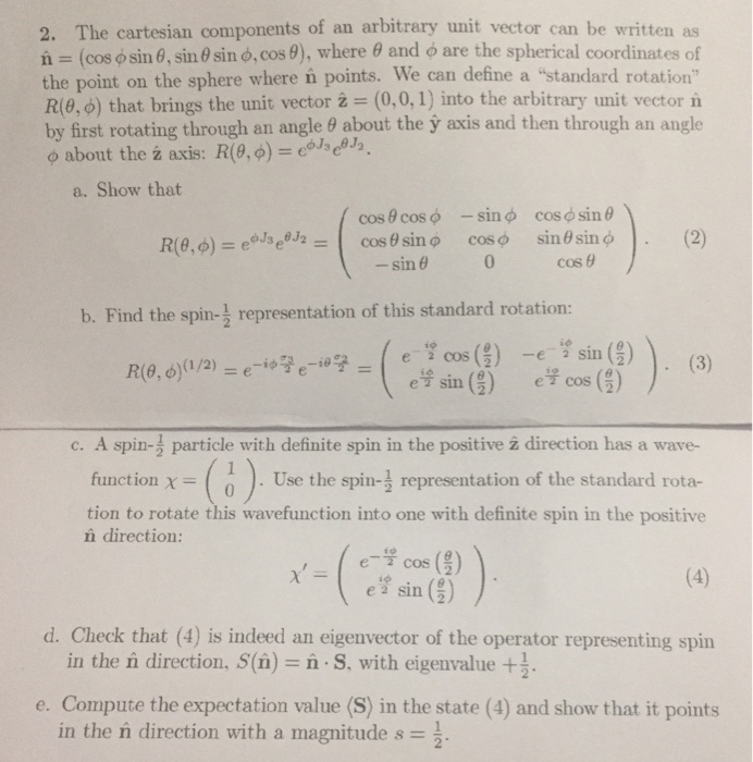 Solved 2. The cartesian components of an arbitrary unit | Chegg.com