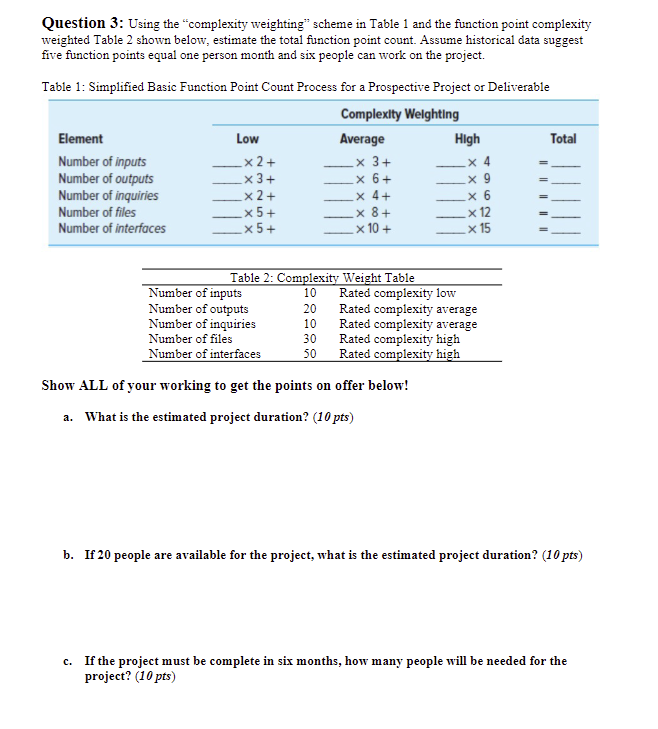 Solved Question 3: Using the "complexity weighting" scheme | Chegg.com