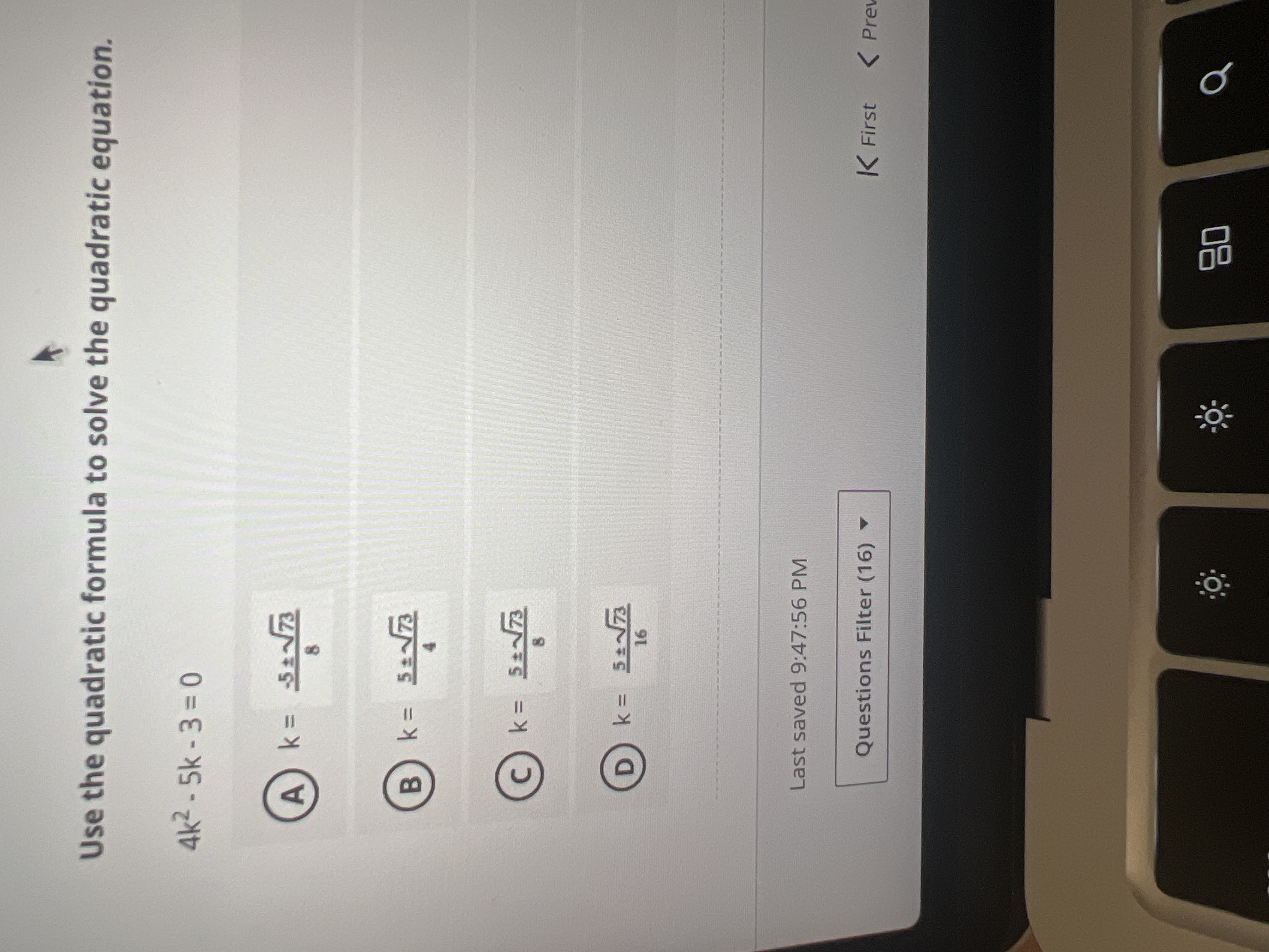 Solved Use the quadratic formula to solve the quadratic | Chegg.com