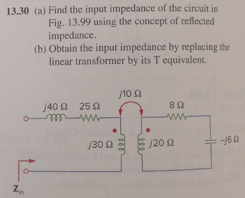 Solved 13.30 (a) Find the input impedance of the circuit in | Chegg.com