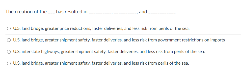 Solved The creation of the has resulted in , and U.S. land | Chegg.com
