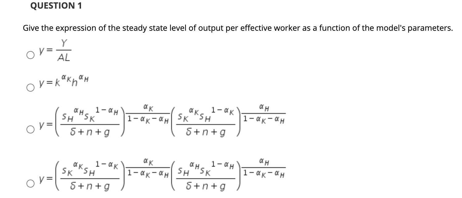 Solved QUESTION 1 Give the expression of the steady state | Chegg.com