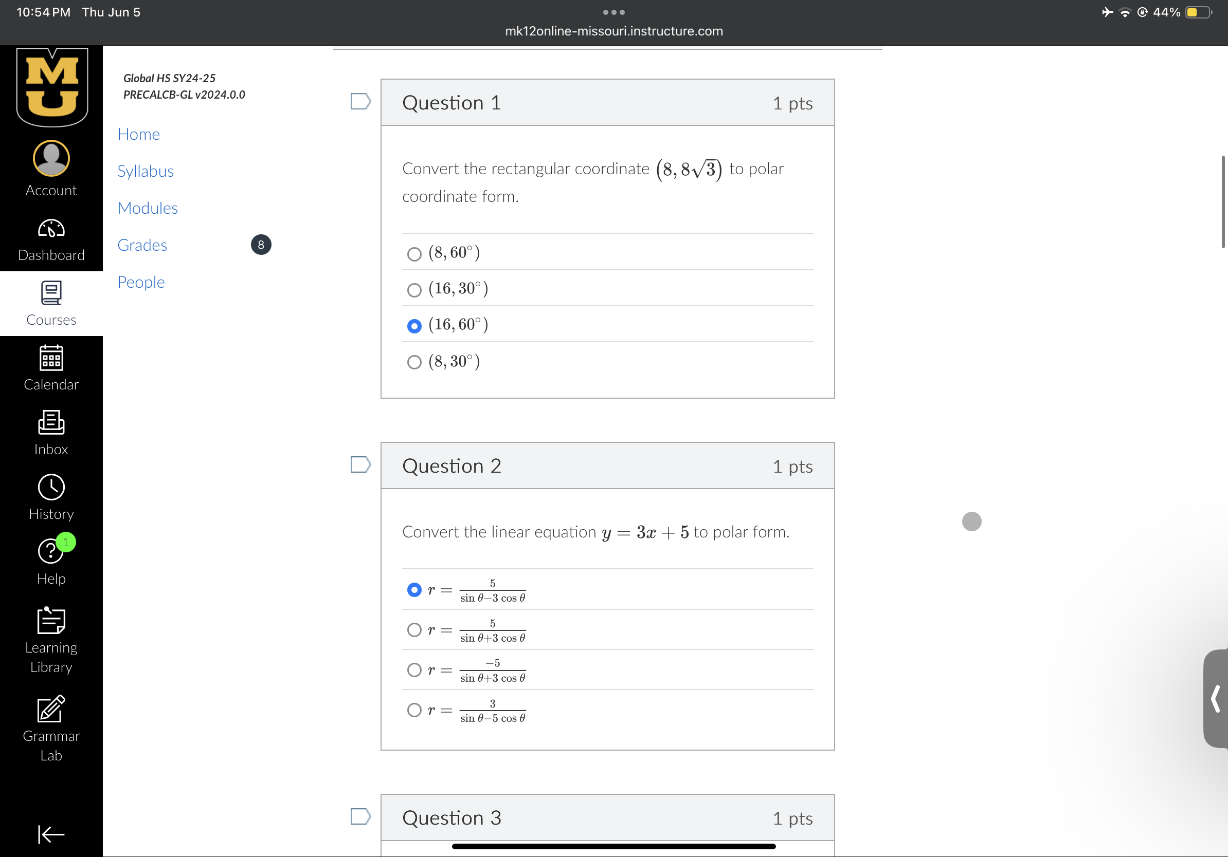Solved code class="asciimath">Question 1 ﻿Convert the | Chegg.com