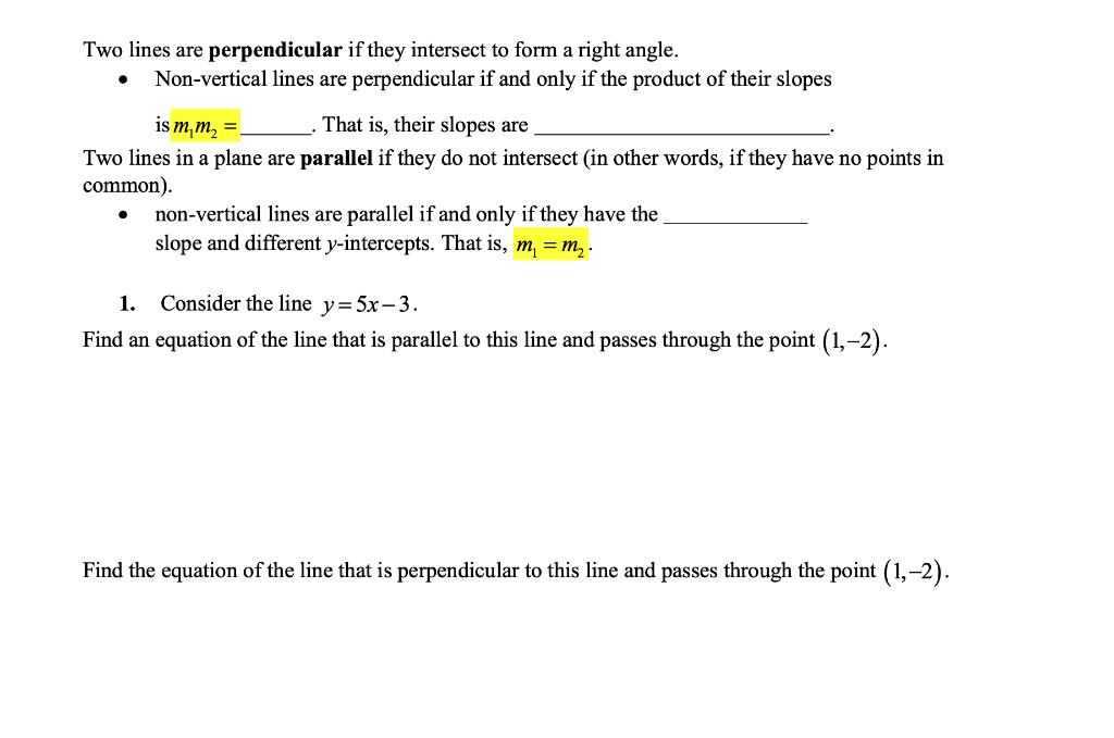 Solved Two lines are perpendicular if they intersect to form | Chegg.com