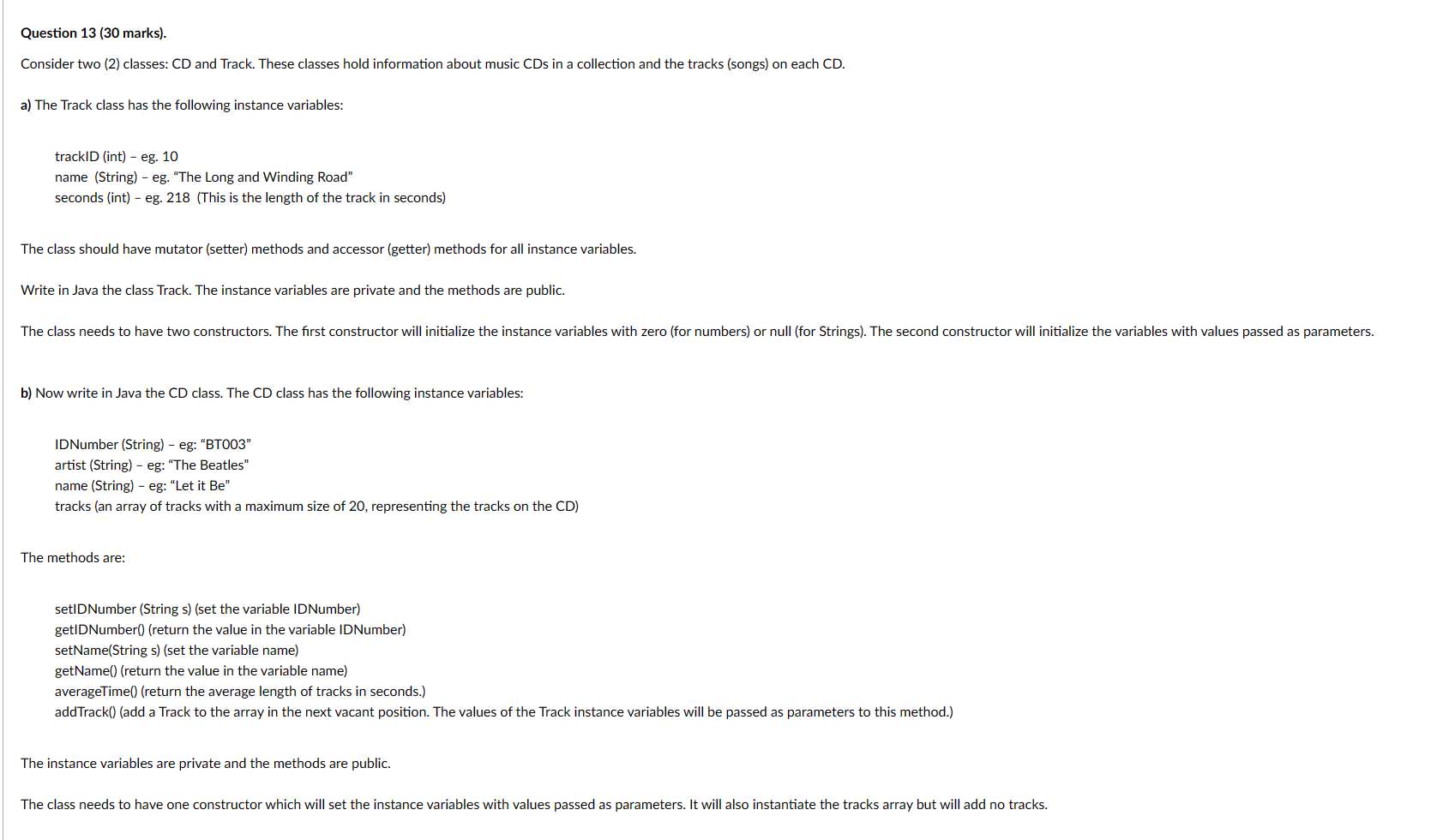 Solved Question 13 (30 marks). Consider two (2) classes: CD | Chegg.com
