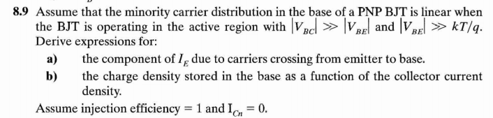 Solved 8.9 Assume that the minority carrier distribution in | Chegg.com