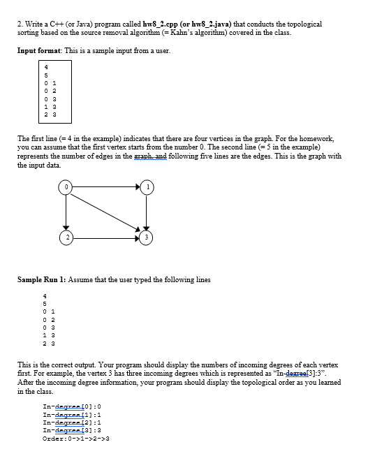2. Write a C++ (or Java) program called LwS_2.cpp (or | Chegg.com