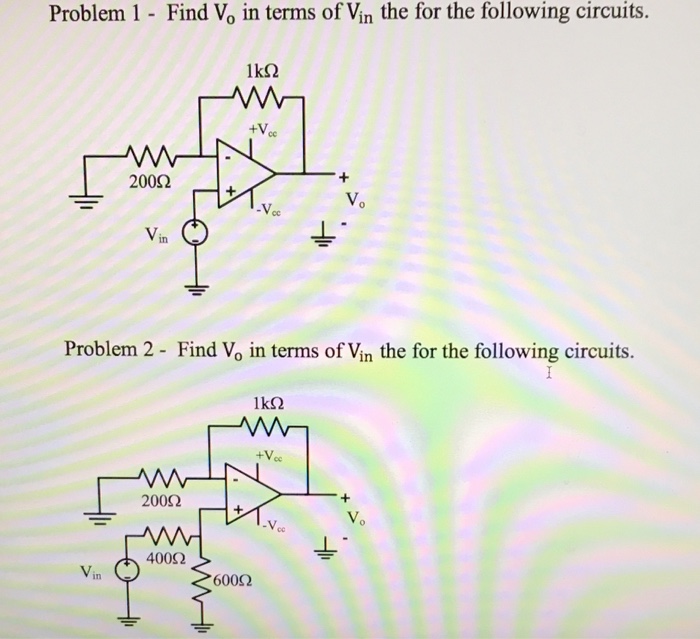 Solved Find Vo in terms of Vin the for the following | Chegg.com