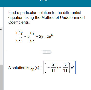 [Solved]: Find a particular solution to the differential equ
