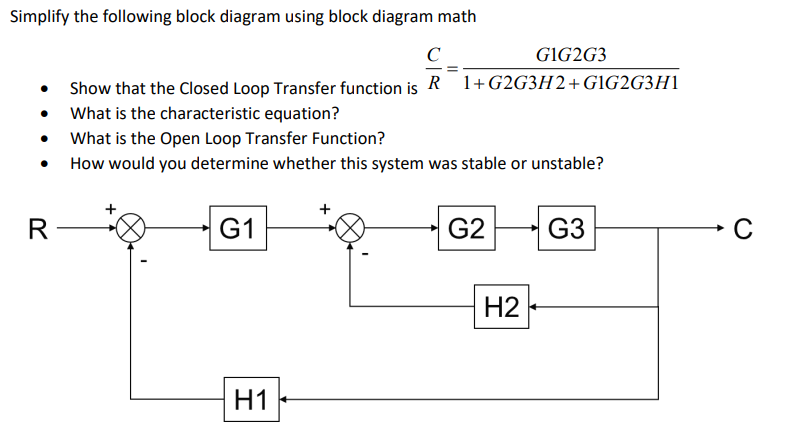 Solved Simplify the following block diagram using block | Chegg.com