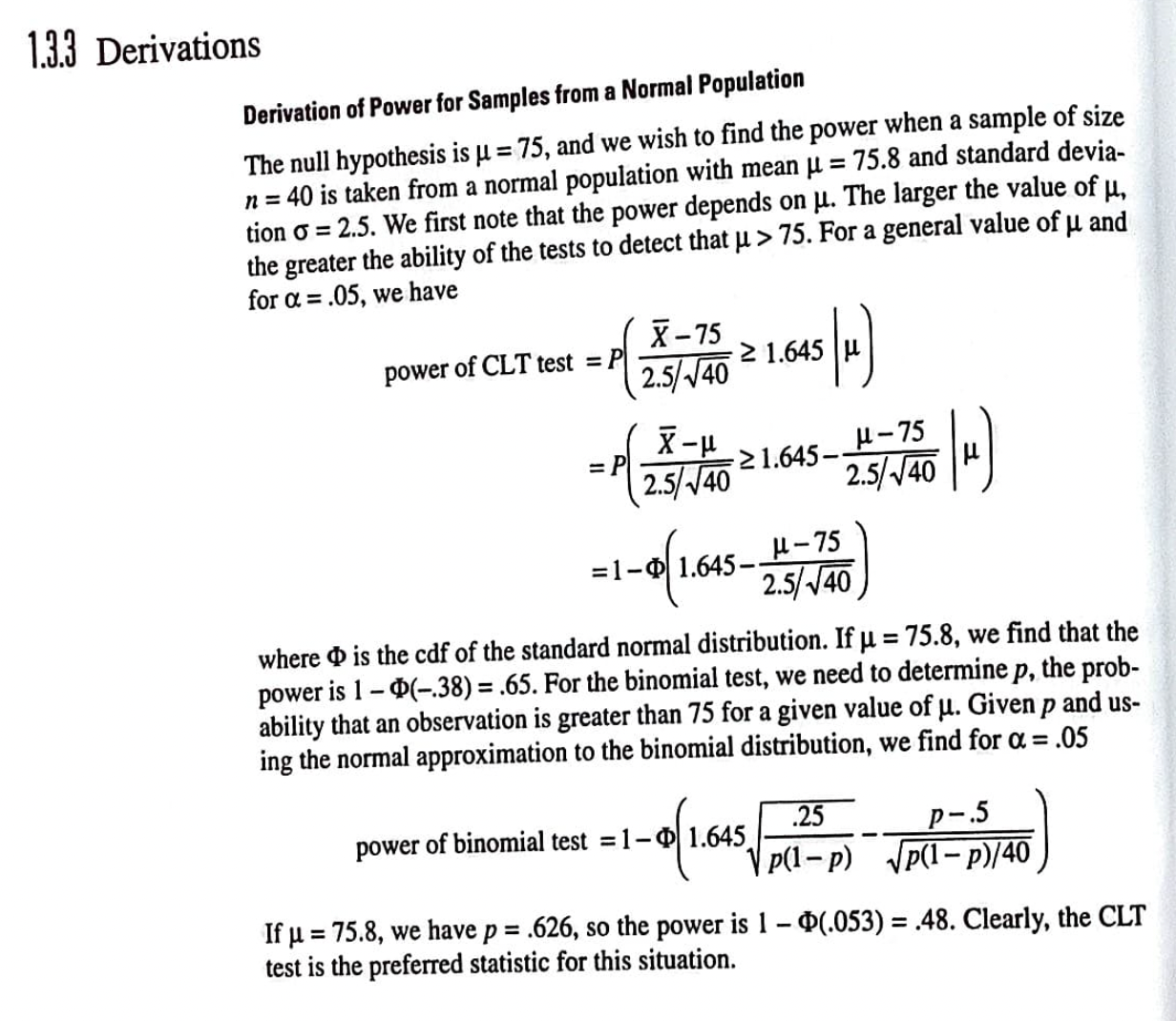 Solved Derivation of Power for Samples from a Normal | Chegg.com
