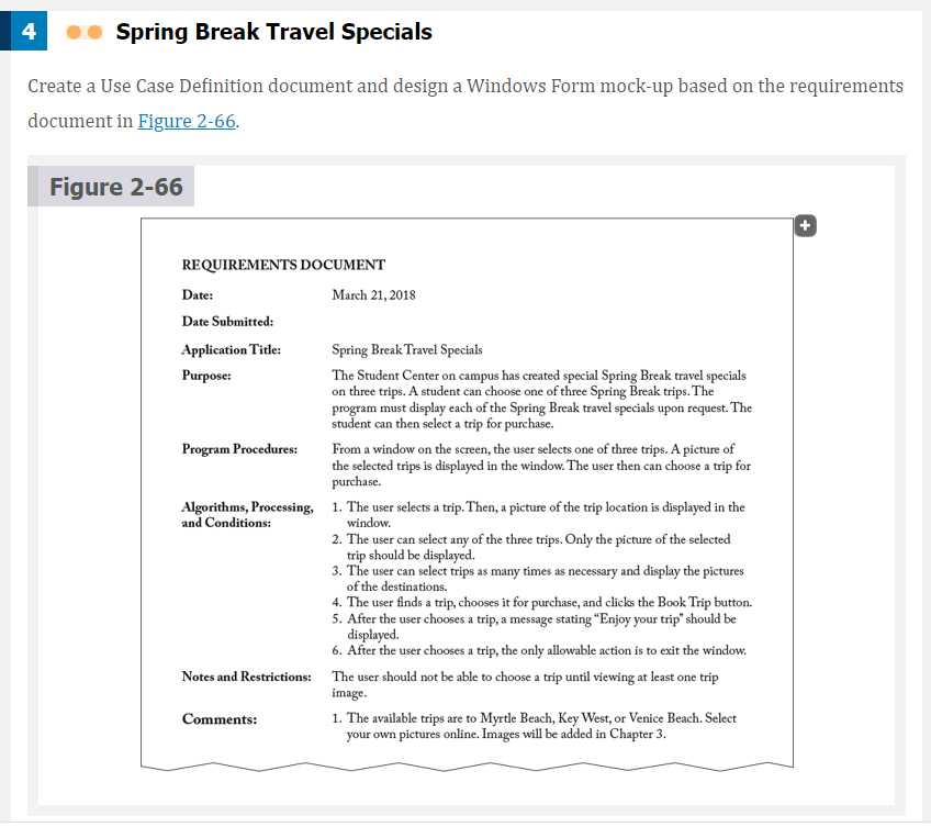 Solved 4 • Spring Break Travel Specials Create a Use Case | Chegg.com
