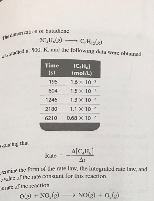 Solved dimerization of butadiene The 2C4H,(g)-→ CJH12(g) at | Chegg.com