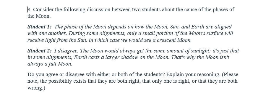 Solved |8. Consider the following discussion between two | Chegg.com