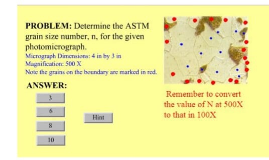 Solved PROBLEM: Determine the ASTM grain size number, n, for | Chegg.com