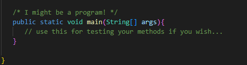 In the provided PartTwo.java file, complete the three | Chegg.com