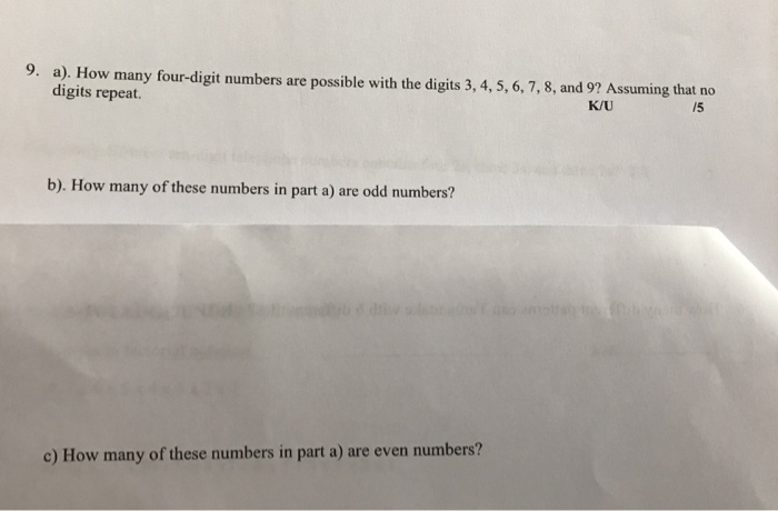 Solved How many four-digit numbers are possible with the | Chegg.com
