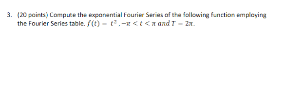 3. (20 points) Compute the exponential Fourier Series | Chegg.com