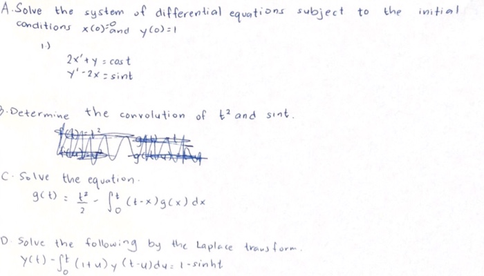 Solved A Solve The Syste Dipfereatial Equtions Subject To