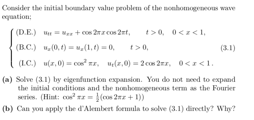 Consider the initial boundary value problem of the | Chegg.com
