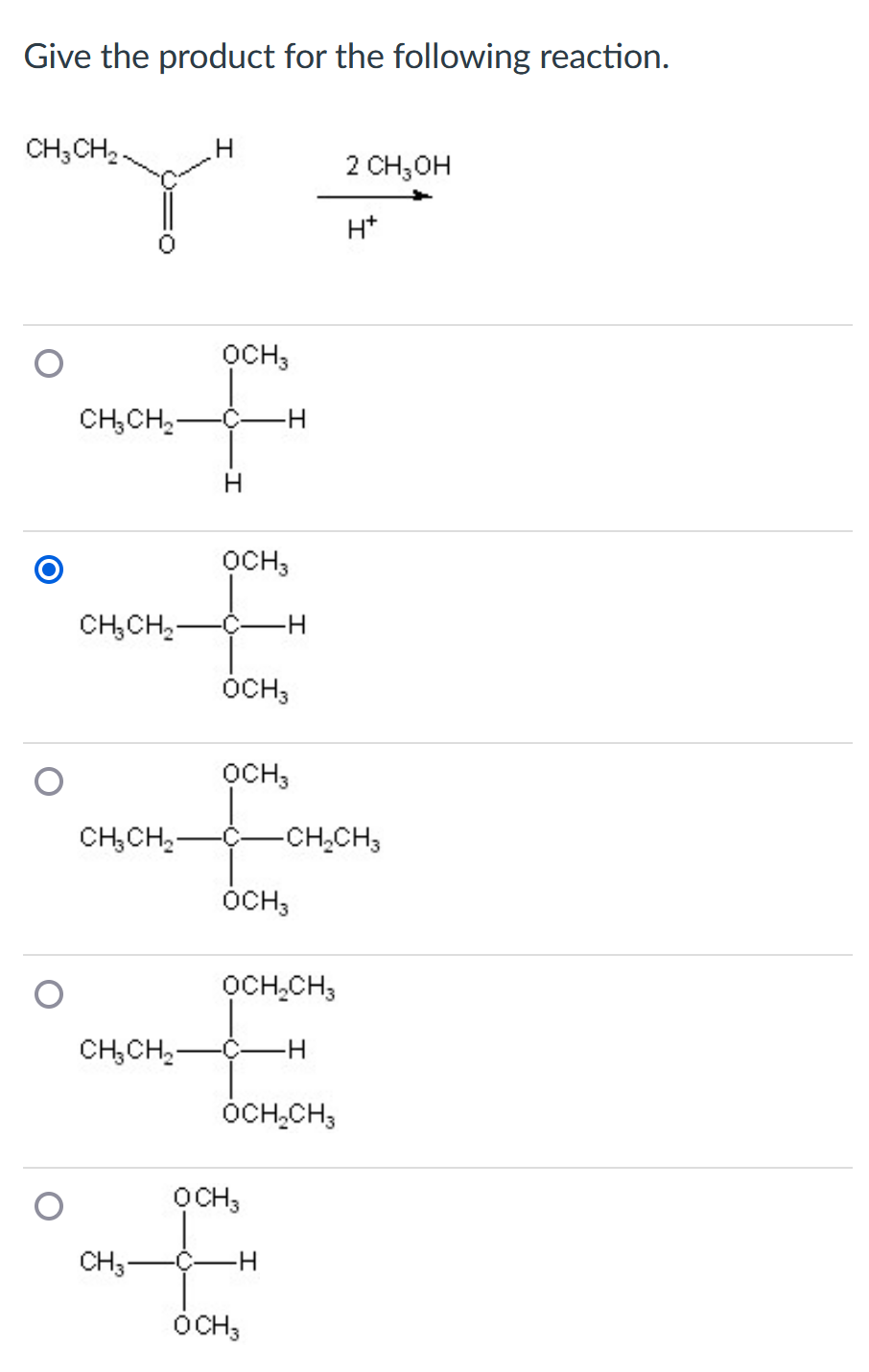 Solved Give the product for the following reaction. CH3CH2 - | Chegg.com