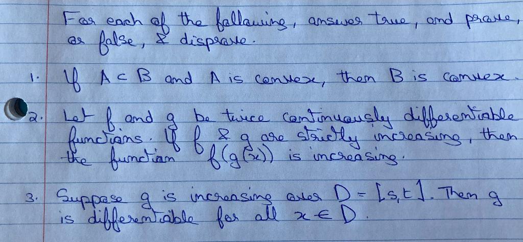 Solved For falso of the fallowing, answer true, and prove, | Chegg.com