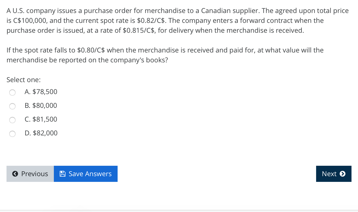 Solved A U.S. company issues a purchase order for | Chegg.com