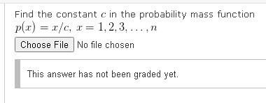 Solved Find the constant c in the probability mass function | Chegg.com