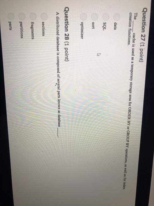 Solved Question 27 (1 point) The creation functions. is used | Chegg.com