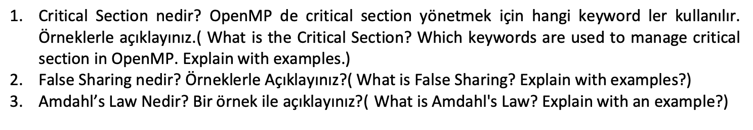 Solved 1 Critical Section Nedir Openmp De Critical Section