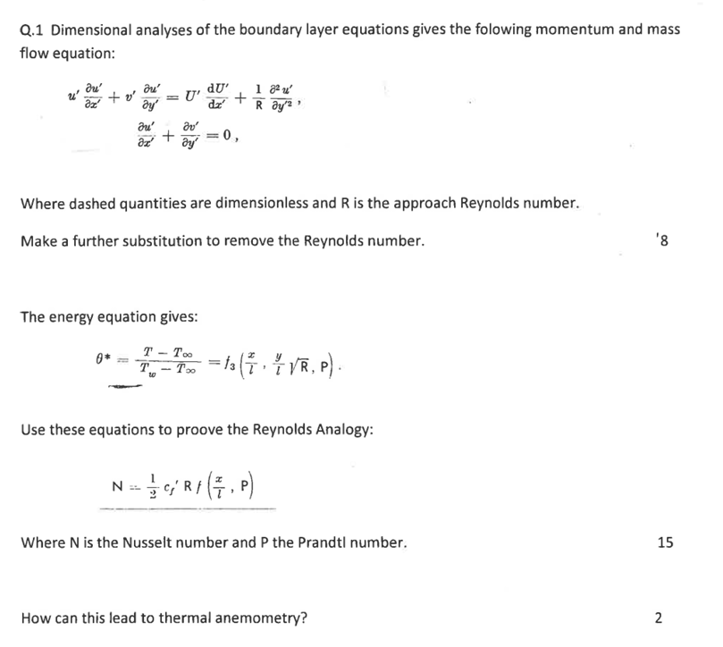 Solved Q. 1 ﻿Dimensional analyses of ﻿the boundary layer | Chegg.com