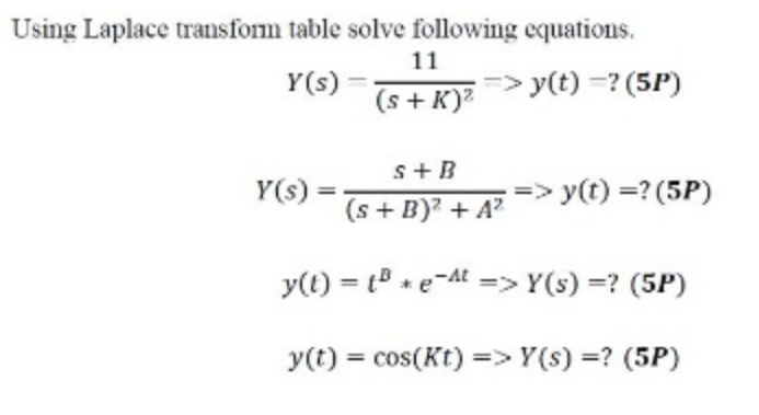 Solved Using Laplace transform table solve following | Chegg.com