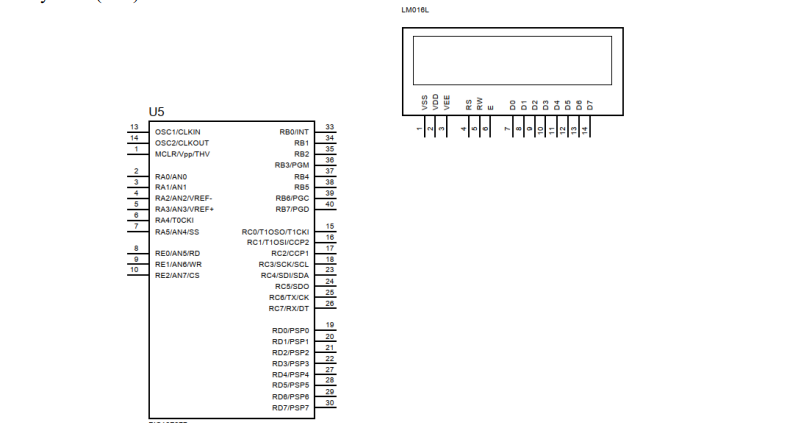Solved Below is the PIC16F877 and LM016L LCD. According to | Chegg.com