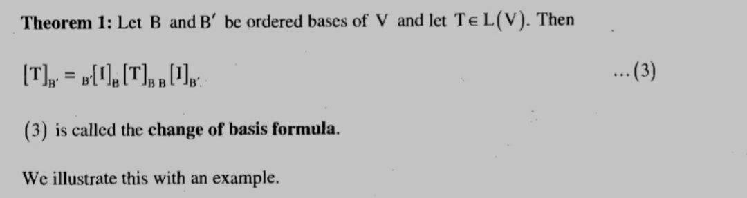 Solved Theorem 1: Let B and B' be ordered bases of V and let | Chegg.com