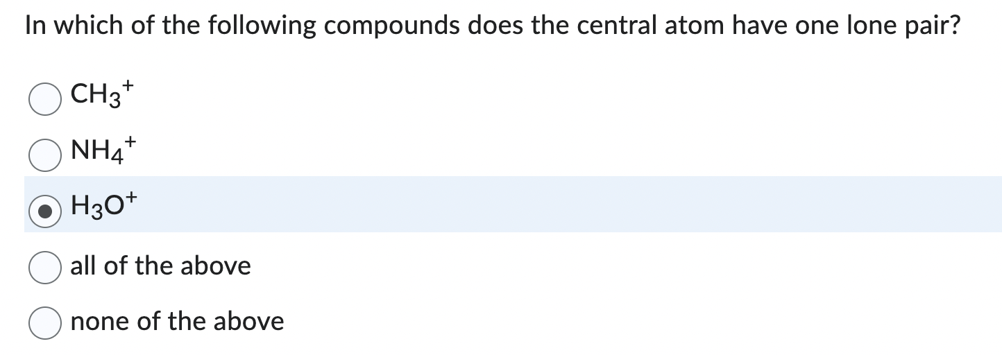 Solved In which of the following compounds does the central | Chegg.com