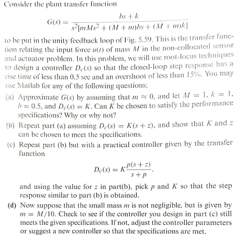 Solved Consider the plant transfer function bstk G(s) | Chegg.com