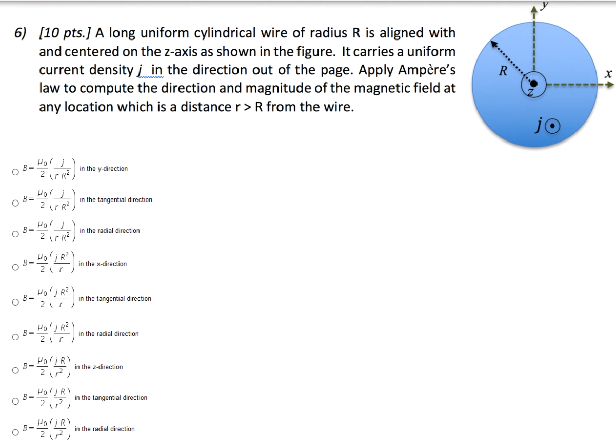 Solved 6) (10 pts.] A long uniform cylindrical wire of | Chegg.com