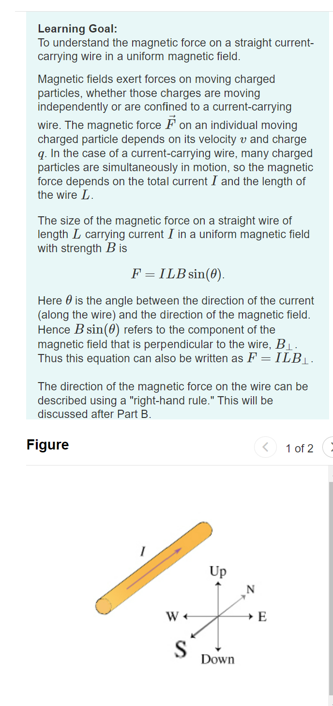 Solved Learning Goal: To understand the magnetic force on a | Chegg.com