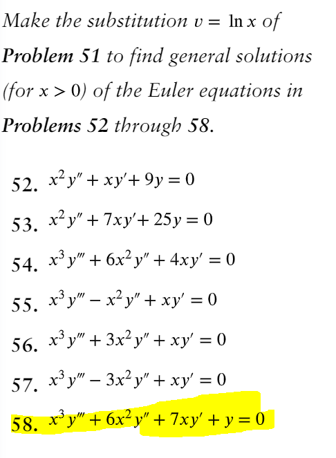 Solved Make the substitution v=lnx of Problem 51 to find | Chegg.com