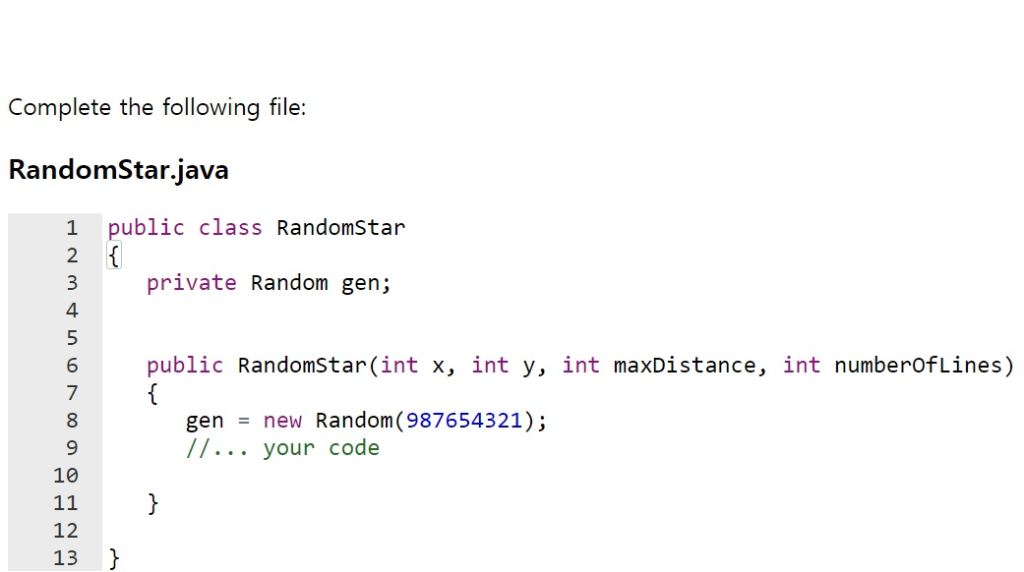 Solved Create a class RandomStar which models a star burst | Chegg.com